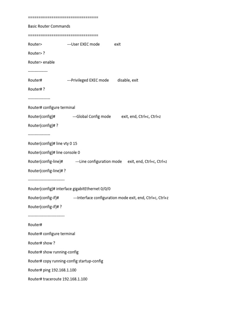 Basic Router Commands | PDF | Command Line Interface | Network Switch Basic Router Commands | PDF | Command Line Interface | Network Switch