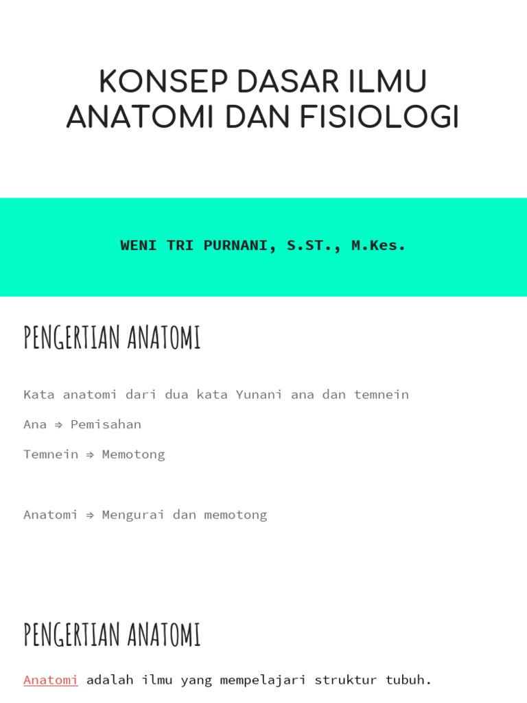 02 Konsep Dasar Ilmu Anatomi Dan Fisiologi 01 | PDF