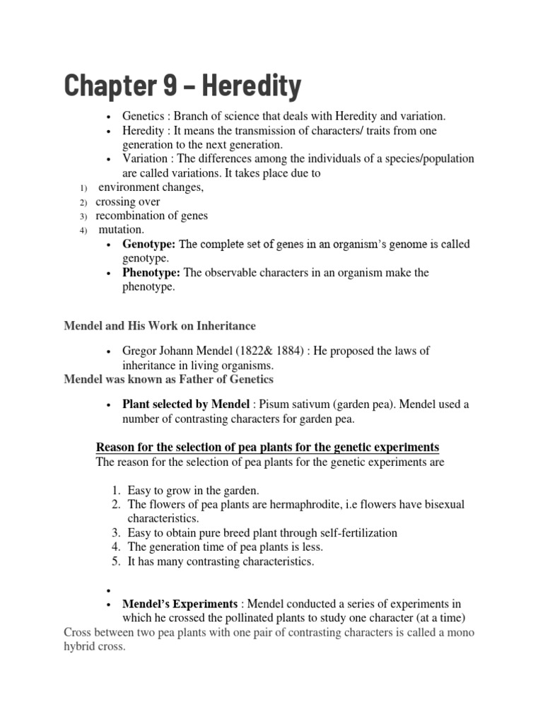 9 - Notes HEREDITY | PDF | Dominance (Genetics) | Evolutionary Biology