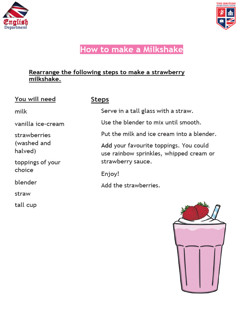 How To Make A Milkshake: Steps | PDF