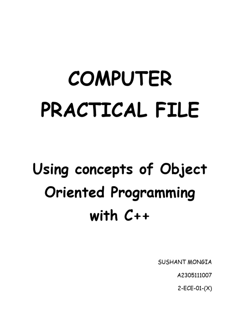 Computer Practical File C PDF Free | PDF | C++ | Class (Computer Programming)
