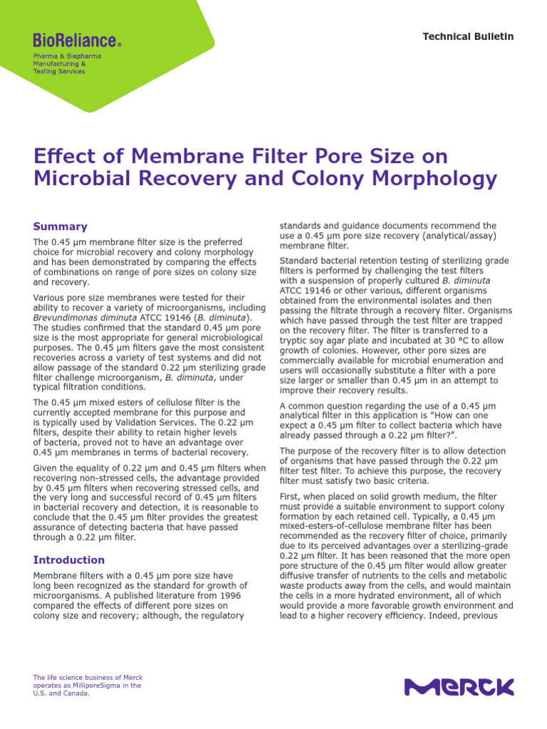 Membrane Filter Pore Size Tn6309en MK | PDF | Membrane Technology ...