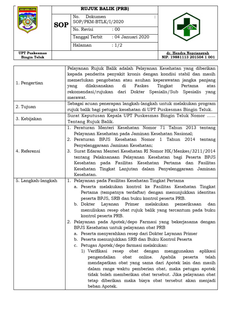 SOP Rujuk Balik | PDF