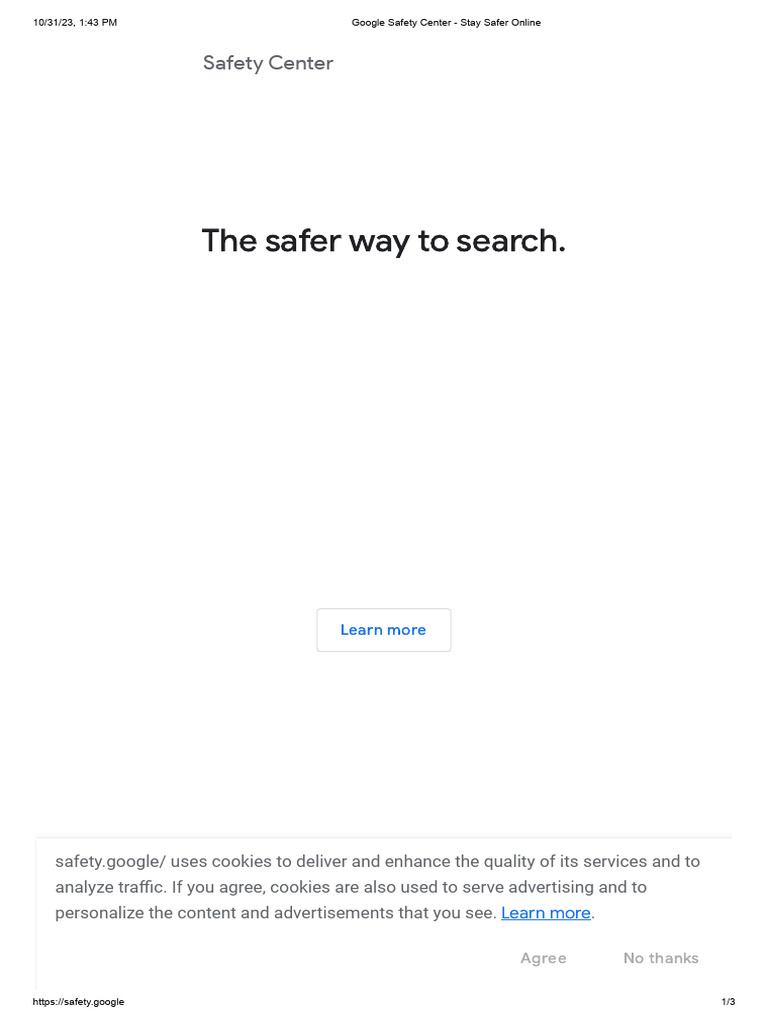 Google Safety Center - Stay Safer Online | PDF