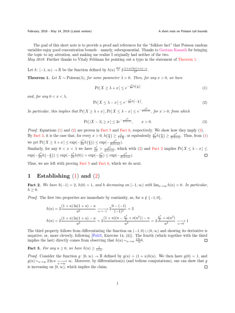 Poisson Random Variables Concentration Bounds | PDF | Poisson ...