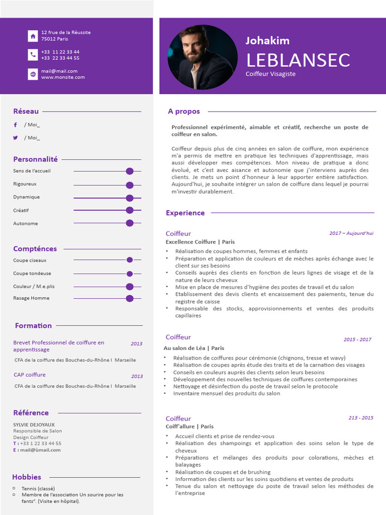 CV 313 | PDF | Coiffeur | Coiffure