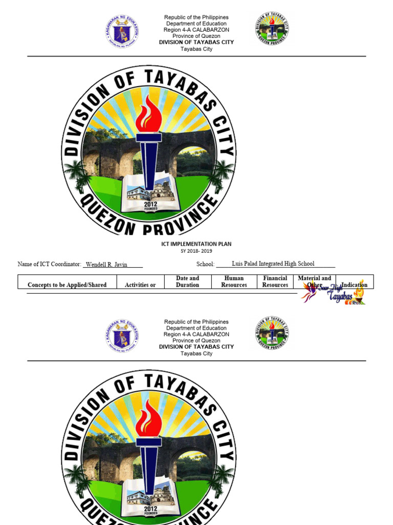 ICT Implementation Plan Template 1 For Sy 2018 2020 | PDF | Information ...
