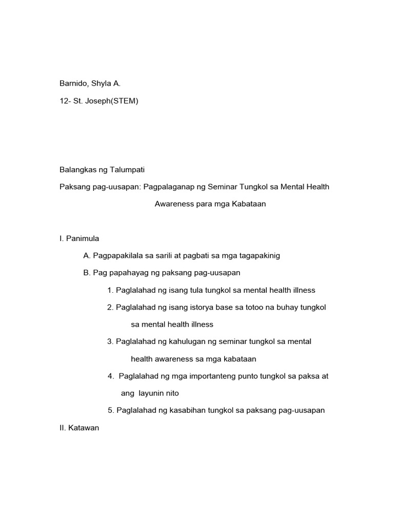 Balangkas NG Talumpati | PDF