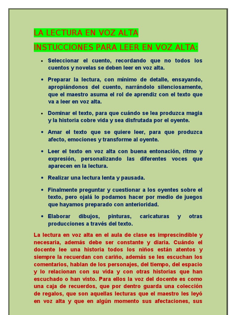 La Lectura en Voz Alta | Lectura (proceso) | Ritmo | Prueba gratuita de ...