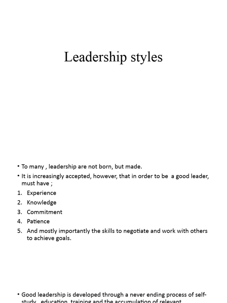 Leadership Styles | PDF | Leadership | Power (Social And Political)