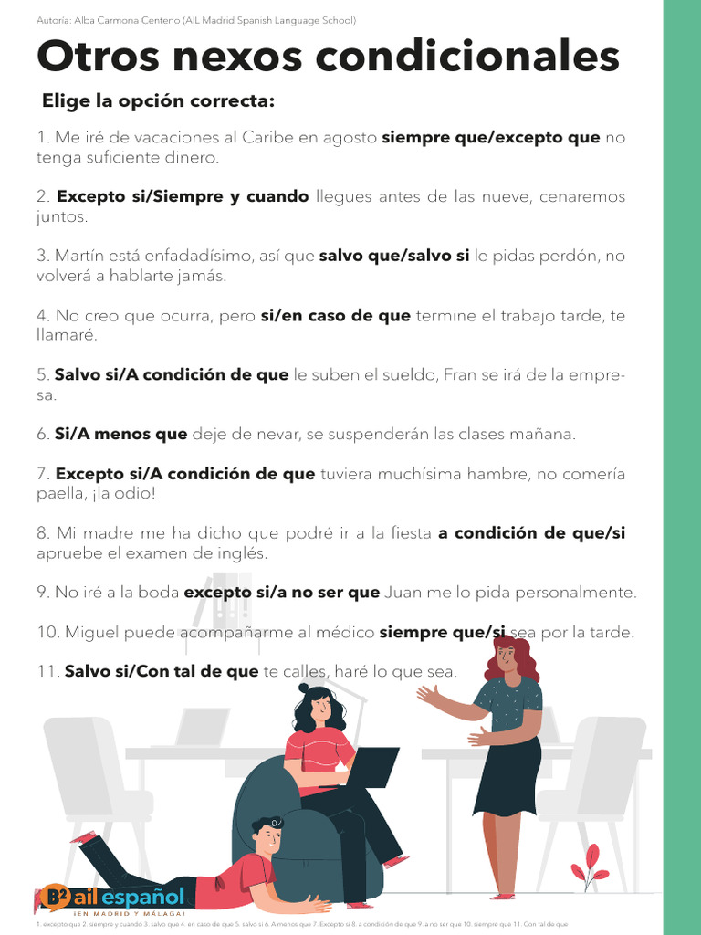 Ejercicio Quiz Espanol Nexos Condicionales | PDF
