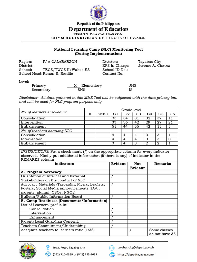Cluster 4 - NLC MONITORING TEMPLATE | Download Free PDF | Learning ...