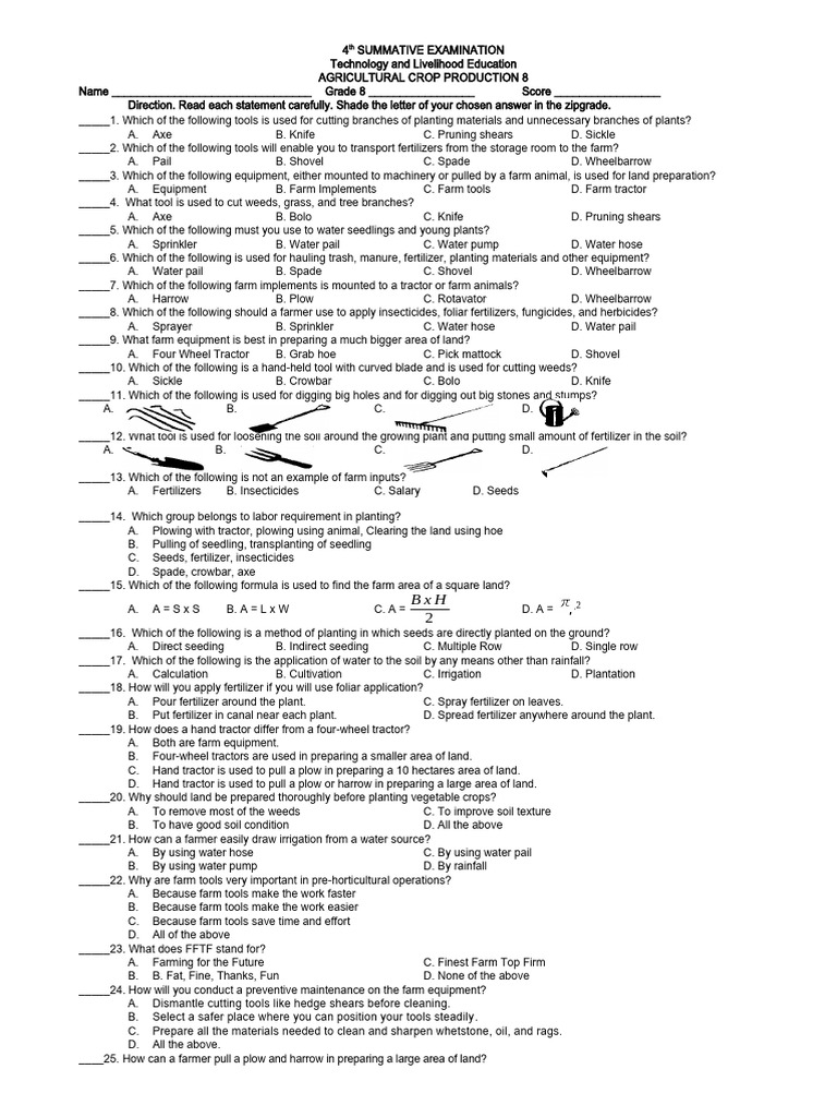 AgriCrop 8 Summative Test Final | Download Free PDF | Agricultural ...