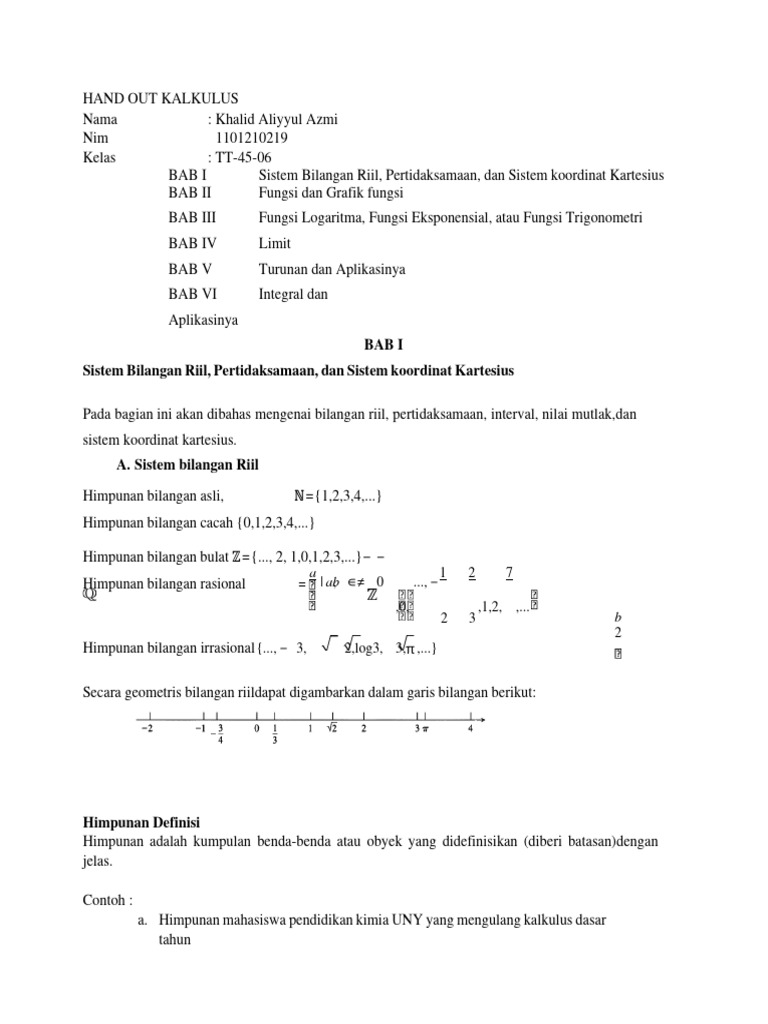 Catatan Kalkulus Khalid Aliyyul Azmi 1101210219 TT4506 | PDF