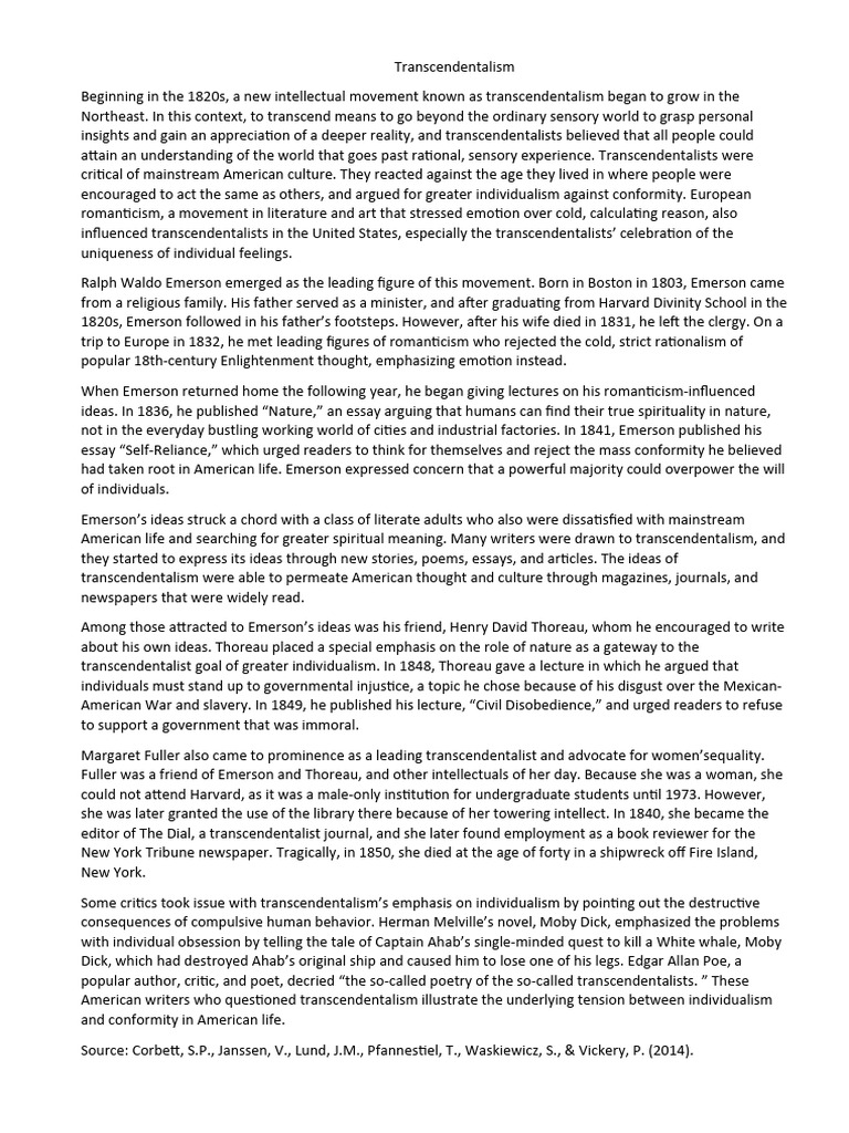 Transcendentalism | PDF | Transcendentalism | Ralph Waldo Emerson