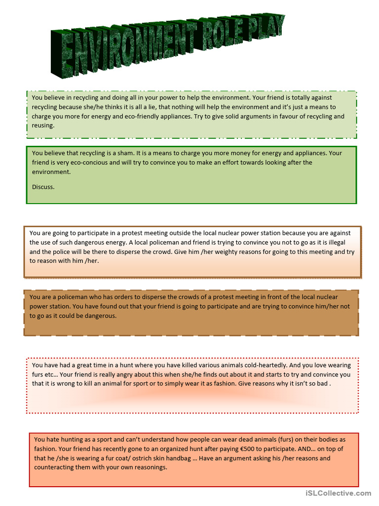 Role Play On Environmental Issues | PDF | Wellness