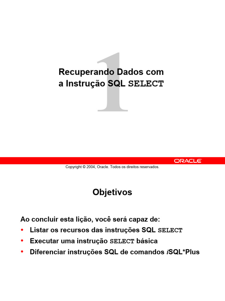 01 Les01 | PDF | SQL | Software de gerenciamento de dados