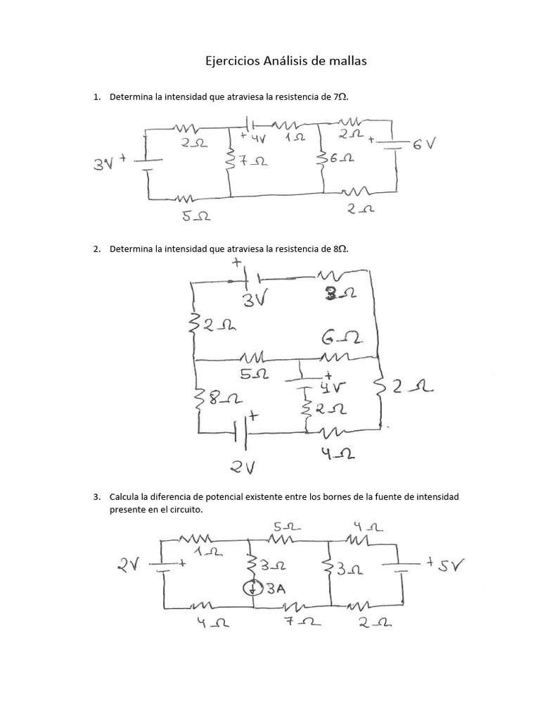 Ejercicios Análisis de Mallas | PDF | Ciencia y matemáticas