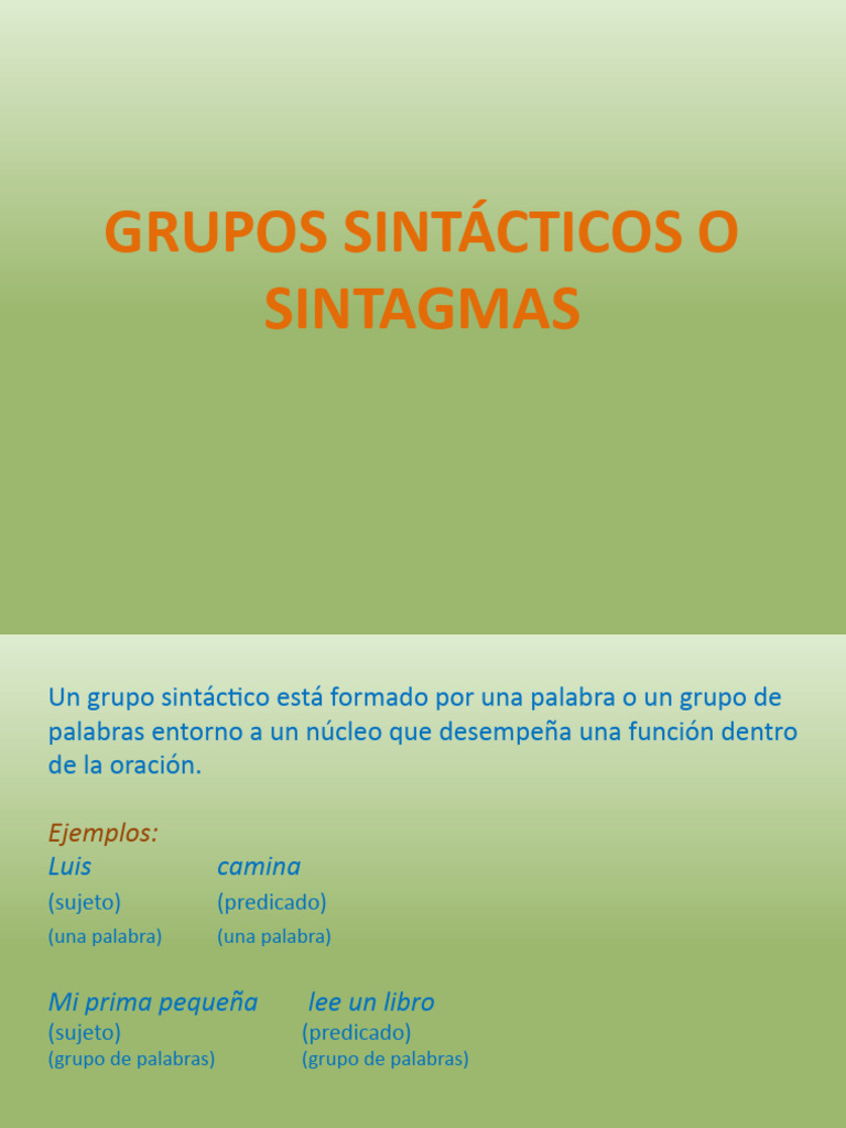 Grupos Sintácticos o Sintagmas | PDF | Adjetivo | Adverbio