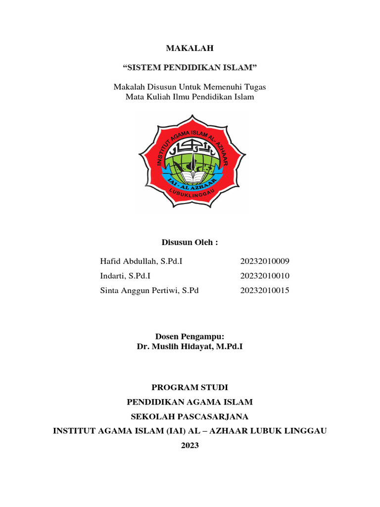Contoh Makalah Mata Kuliah Pendidikan Islampdf | PDF