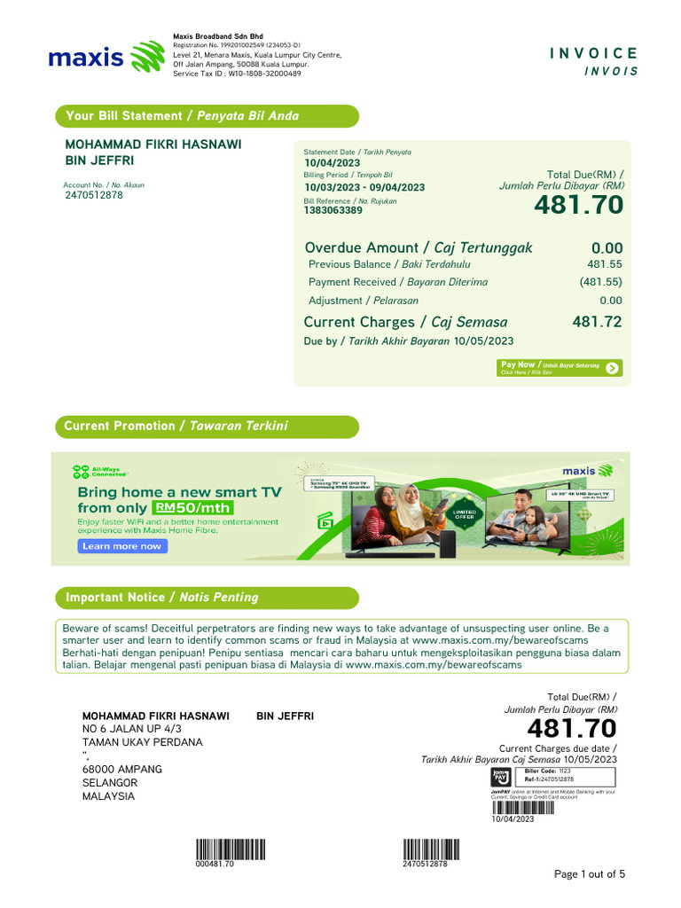 Maxis APR 2023 | Download Free PDF | Tax Refund | Payments