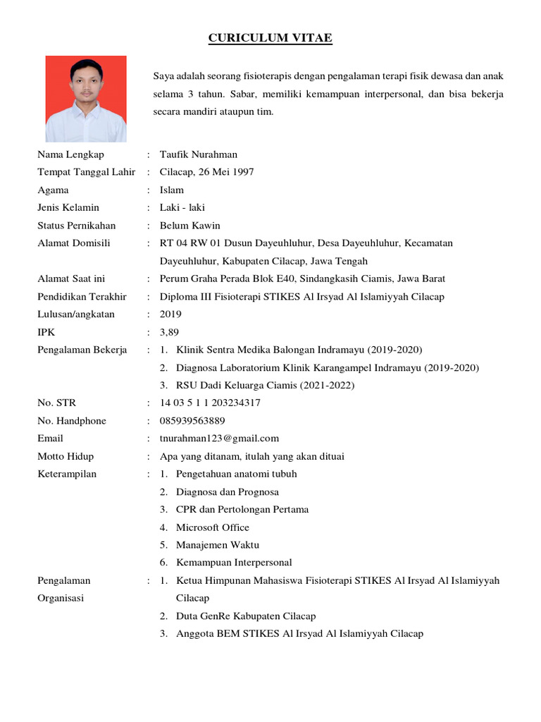 CV Taufik Nurahman | PDF