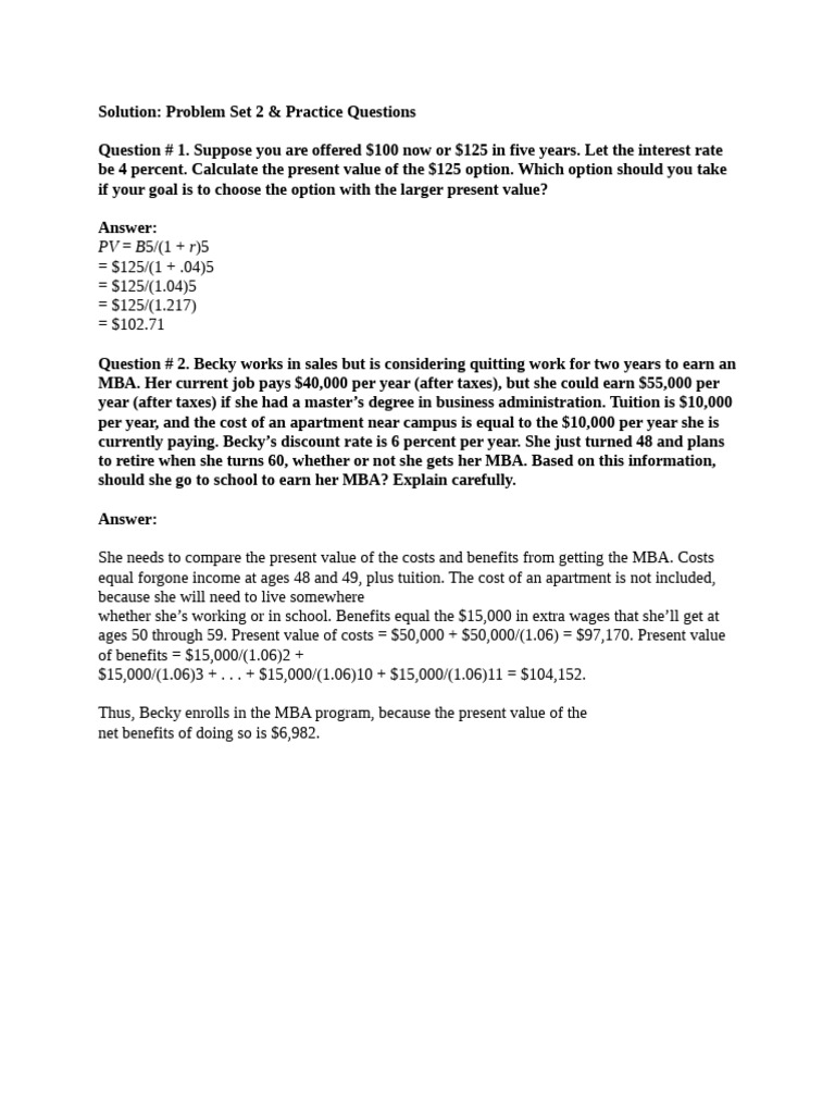 Solutions Problem Set and Practice Questions | PDF | Labour Economics | Domestic Worker