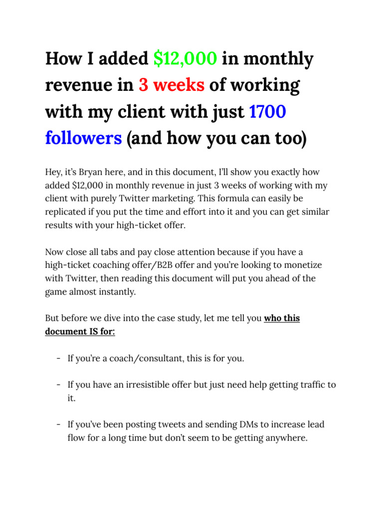 How I Added $12,000 in Monthly Revenue in 3 Weeks of Working With My ...