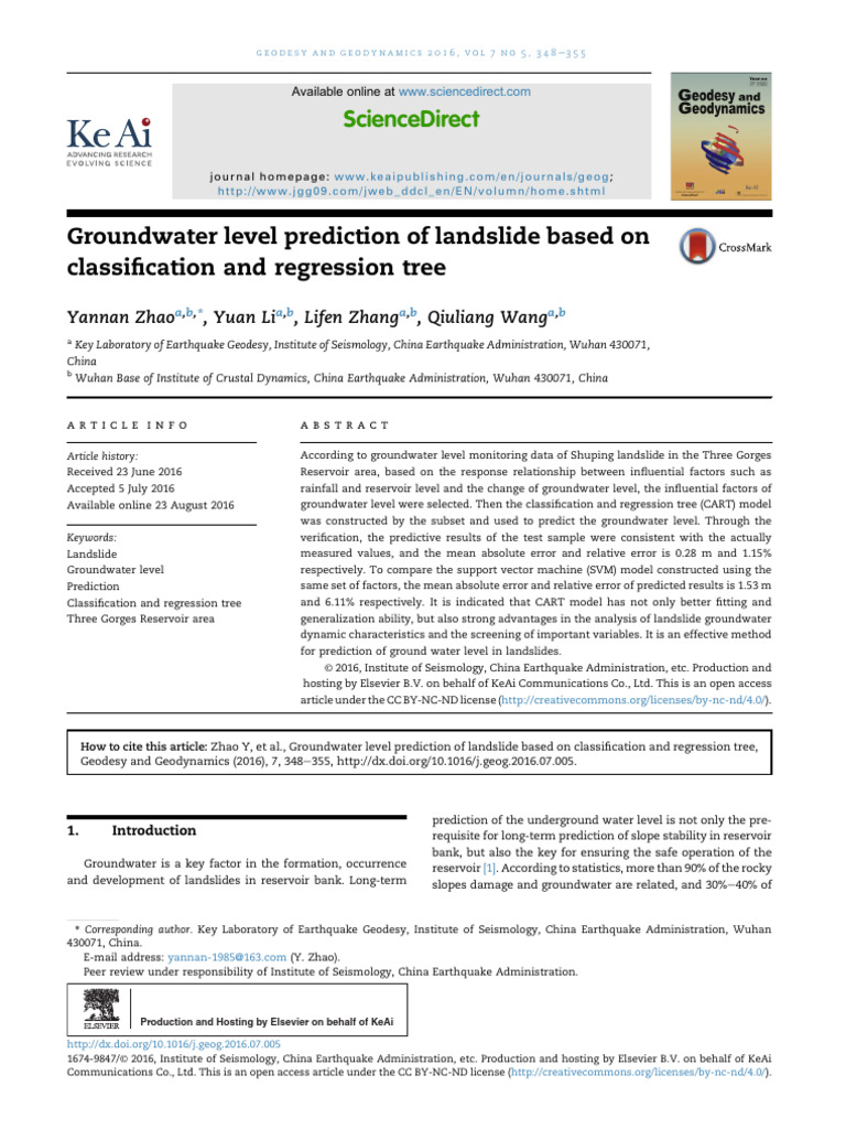 Groundwater Level Prediction of Landslide Based On Classification and ...