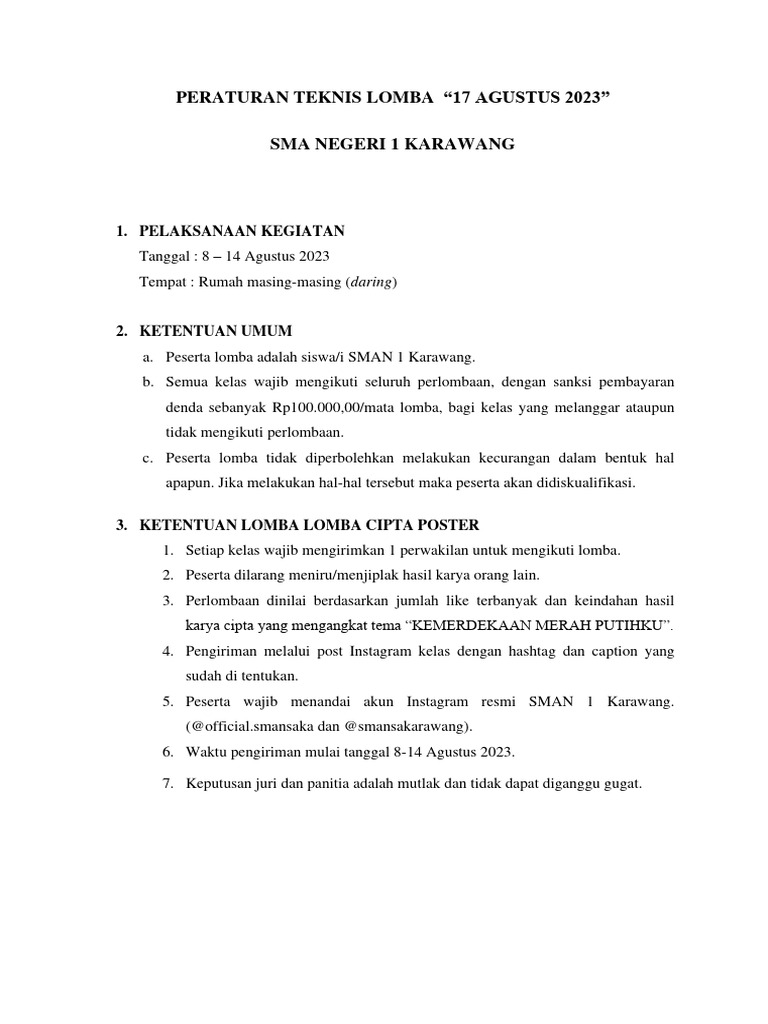 Peraturan Teknis Lomba Cipta Poster | PDF