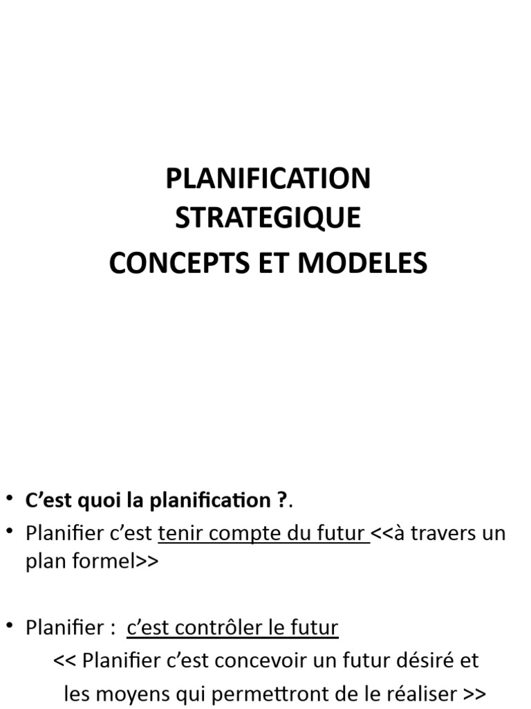 Planification Strategique - PPTX Version 1 | PDF | Planification | Analyse SWOT