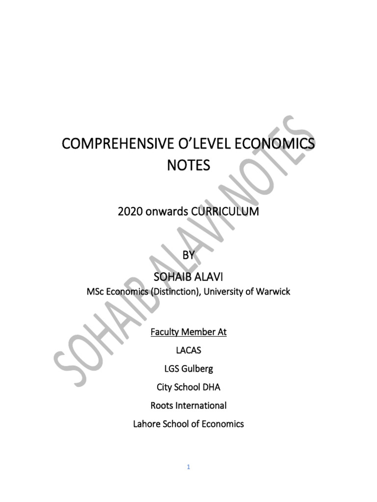 O'Level Economics Notes 2020 Curriculum | PDF | Elasticity (Economics ...