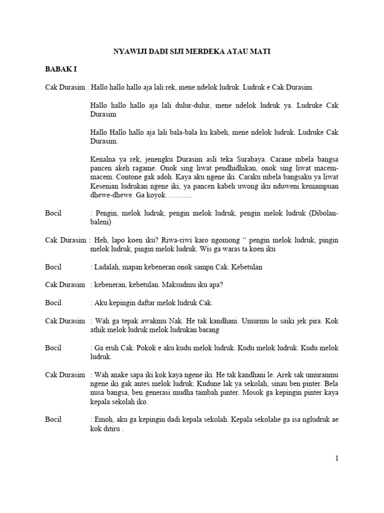 Naskah Fragmen Ludruk Cak Durasim | PDF