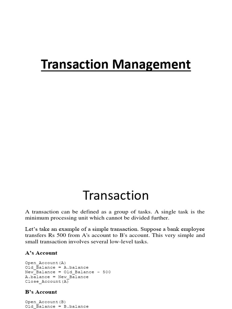 Transaction Management | PDF | Database Transaction | Acid Transaction Management | PDF | Database Transaction | Acid