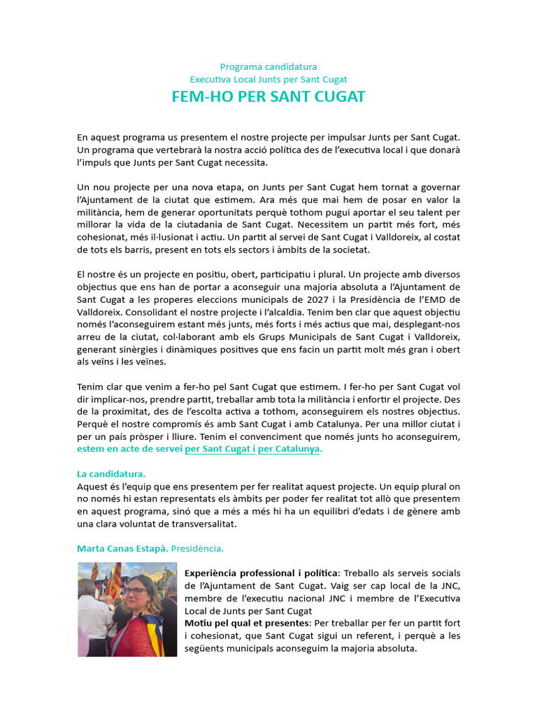 Programa de La Candidatura Programa de La Candidatura