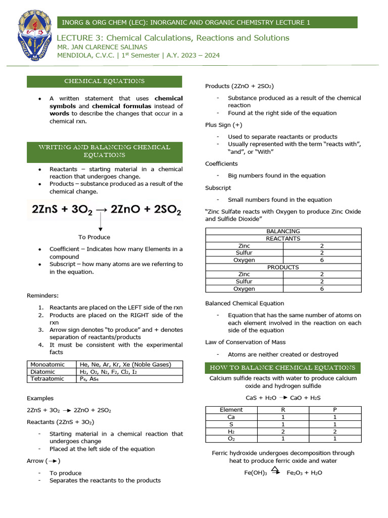 Chem Lec Mod 3 Transes | PDF | Mole (Unit) | Solubility