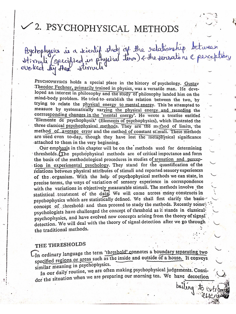 Psychophysical Methods - Kothurkar and Vanarasee | PDF