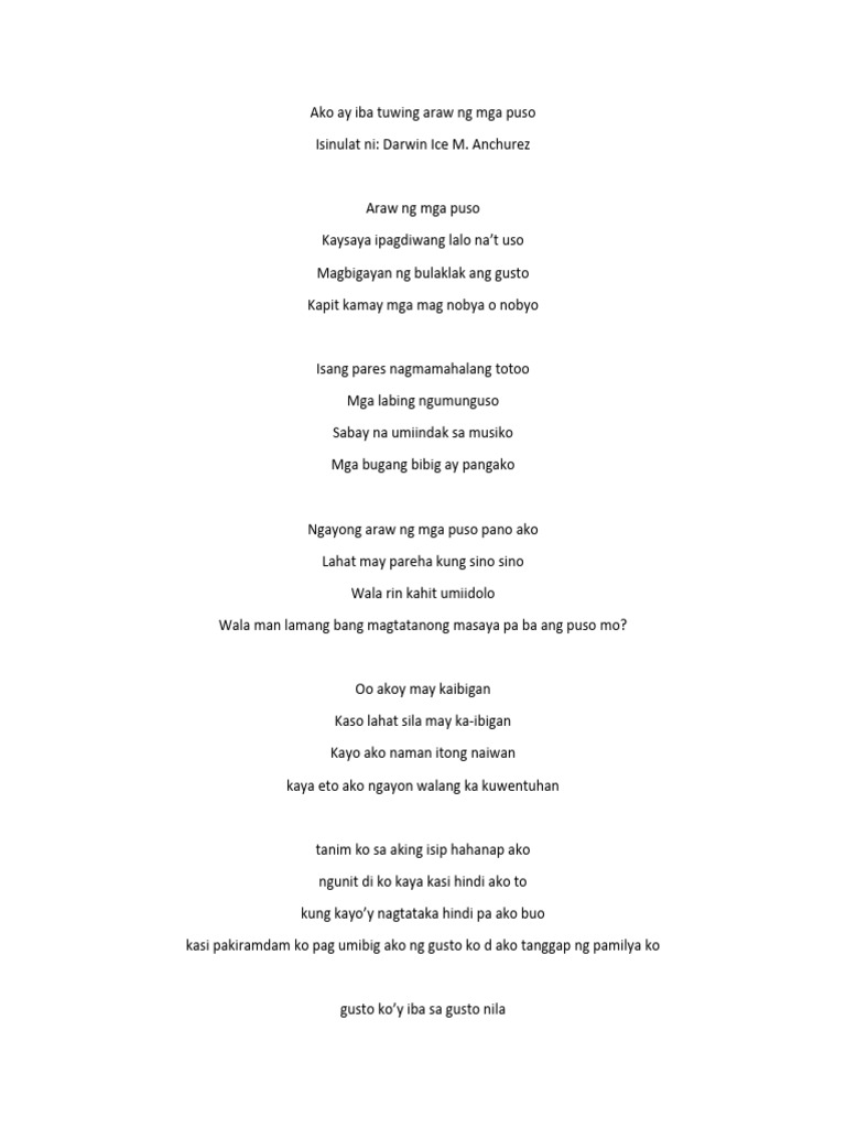 Ako Ay Iba Tuwing Araw NG Mga Puso | PDF