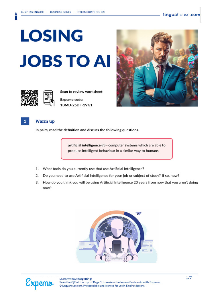 Losing Jobs To Ai British English Student | PDF | Artificial Intelligence | Intelligence (AI ...