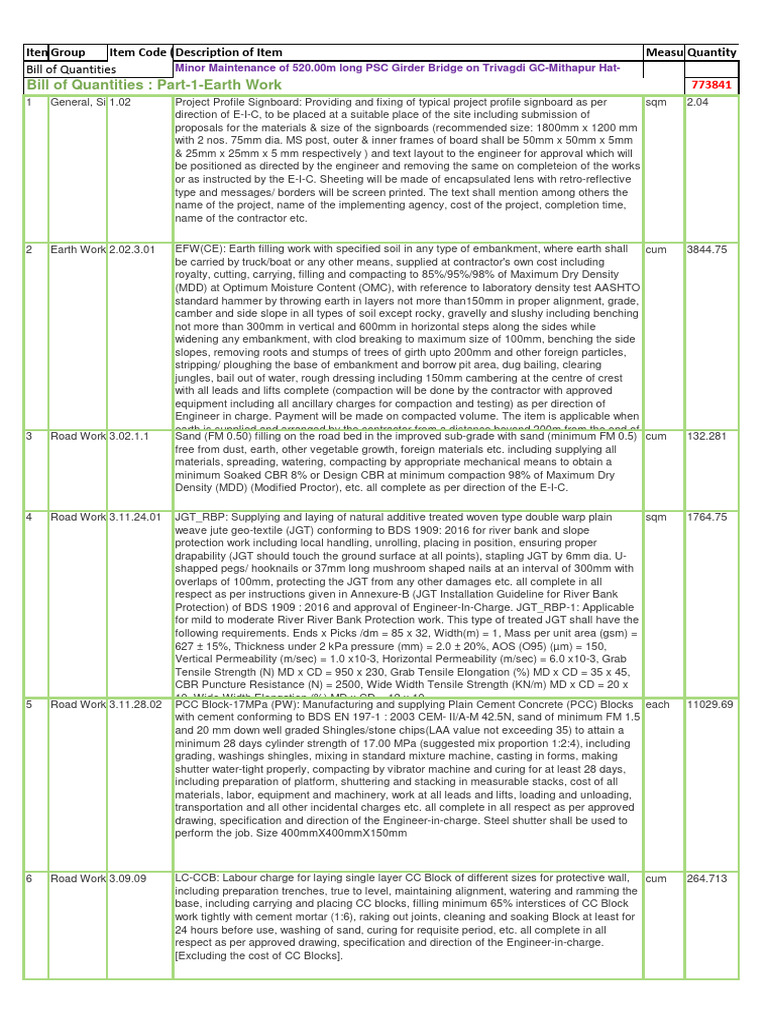 BOQ LGED Bridge 773841 | PDF | Brick | Road
