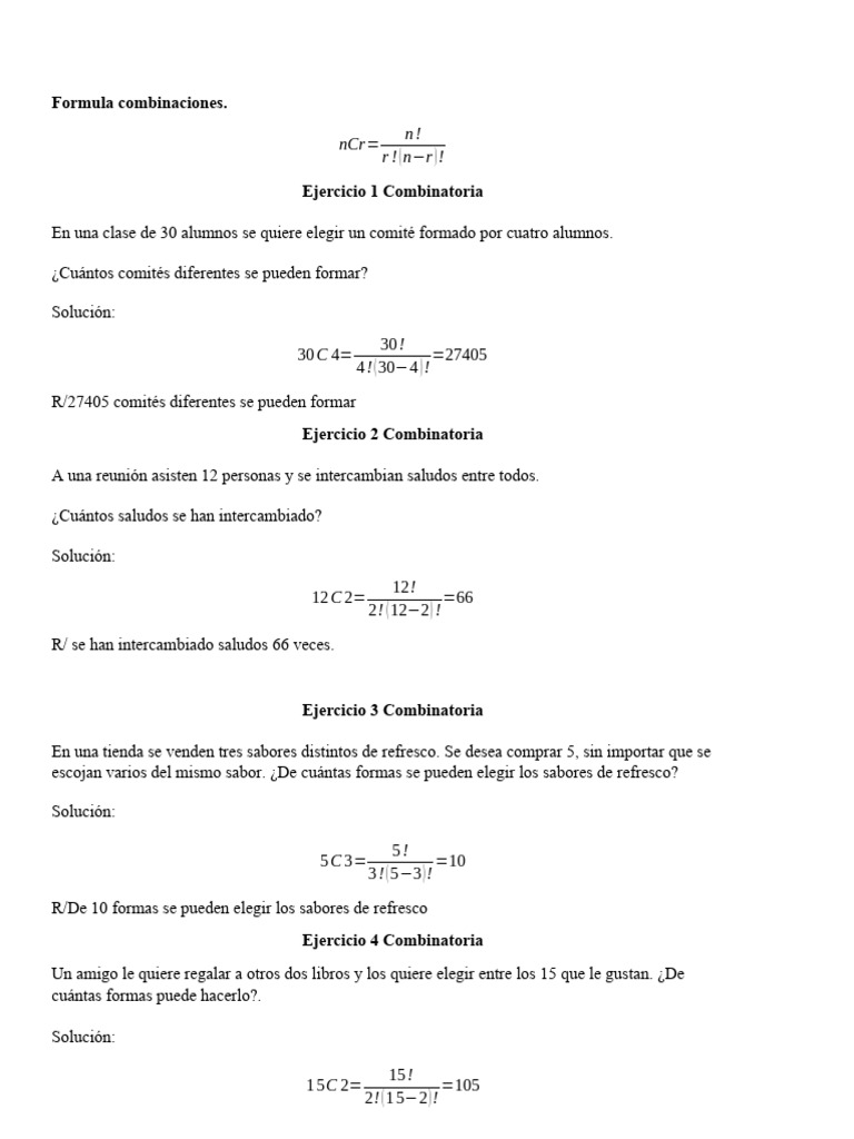 Combinacion y Permutación | PDF | Combinatoria | Probabilidad