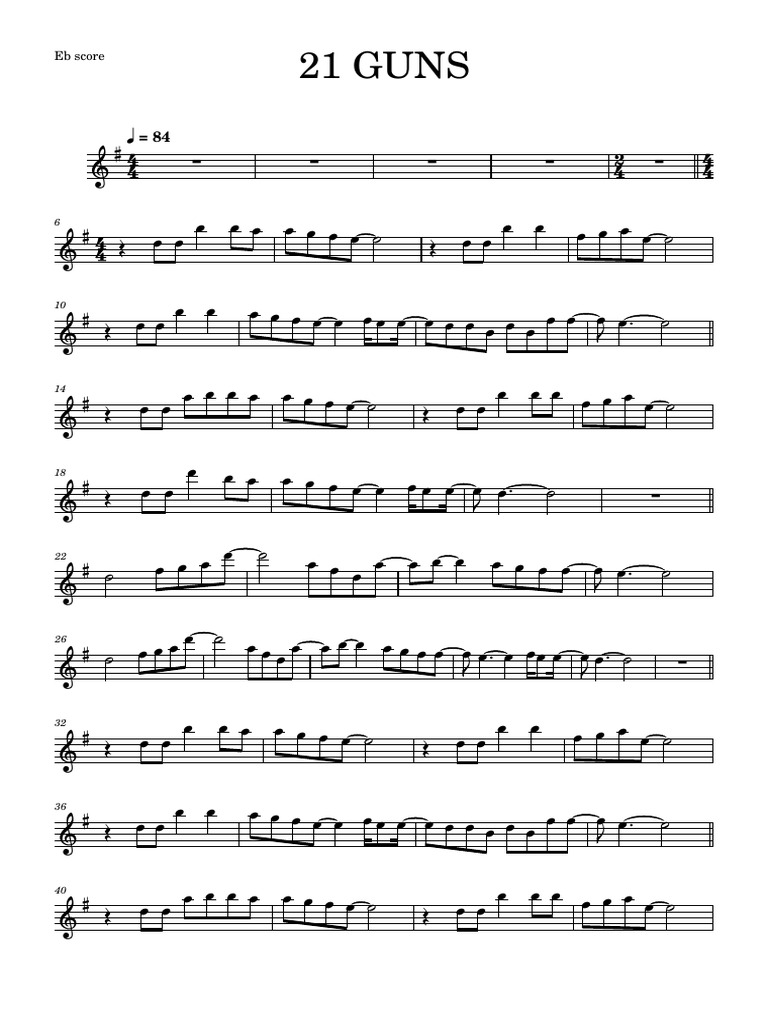21 Guns Eb Score | PDF