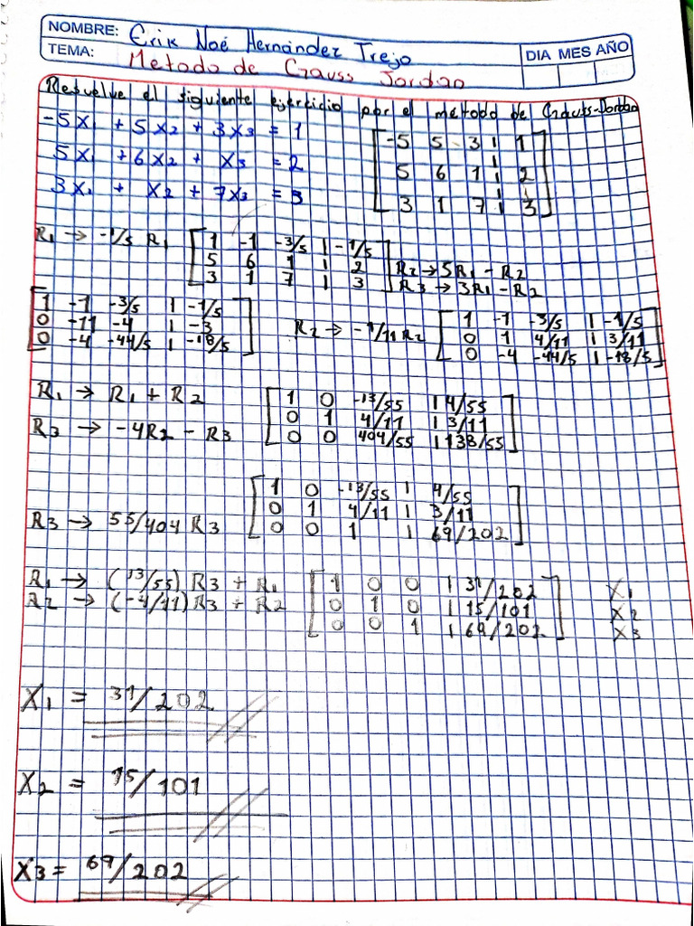 Gauss Jordan - Erik Noé Hernández Trejo | PDF