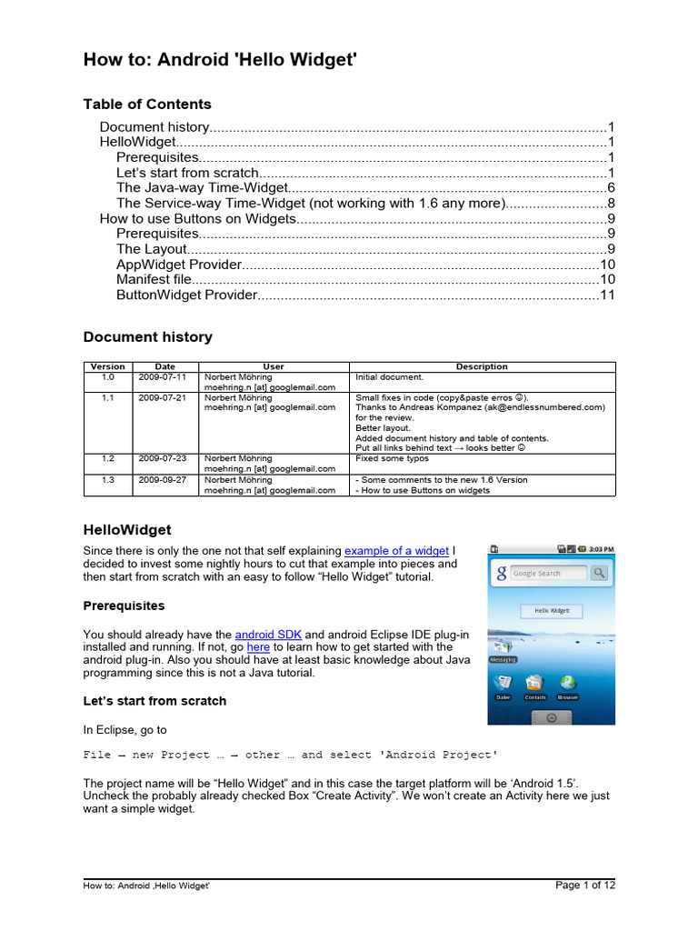 Android Howto-Hellowidget | PDF | Android (Operating System) | Namespace