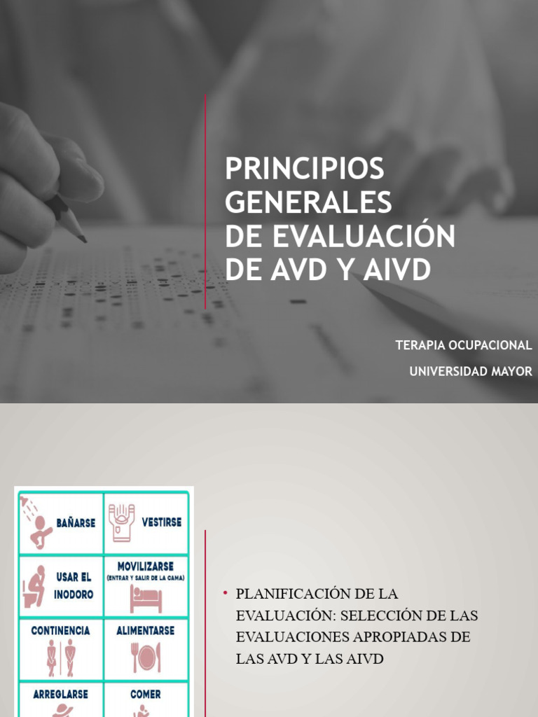 Principios Evaluacion - AVD | PDF | Evaluación | Terapia ocupacional