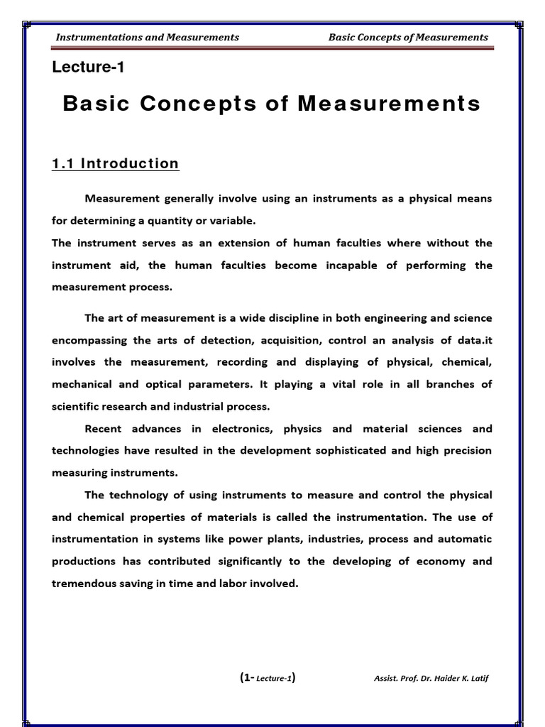 Lecture 1 | PDF | Instrumentation | Measurement