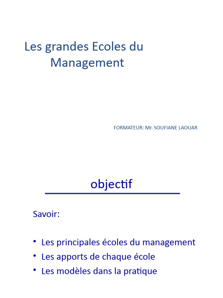 Les Écoles Du Management | PDF | Motivation | Motivant