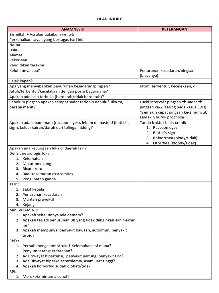 OSCE Head Injury-Neuro | PDF