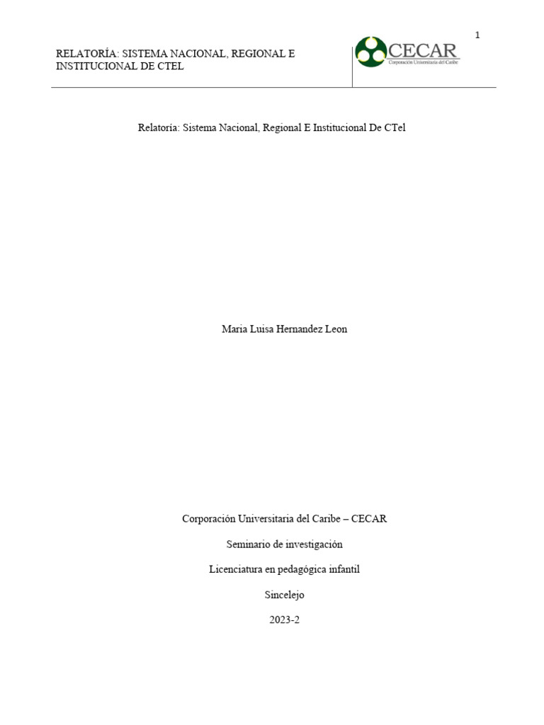 CECAR - U2 - Relatoría | PDF | Business | Sustentabilidad