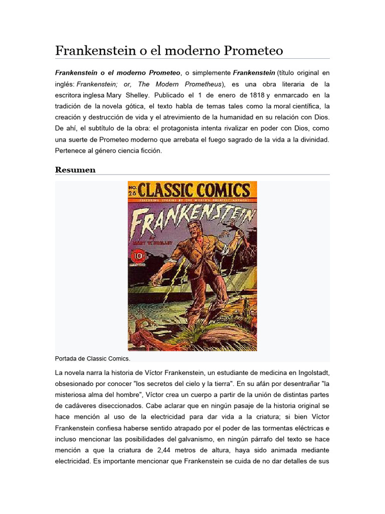 Frankenstein o El Moderno Prometeo | PDF | Frankenstein Frankenstein o El Moderno Prometeo | PDF | Frankenstein